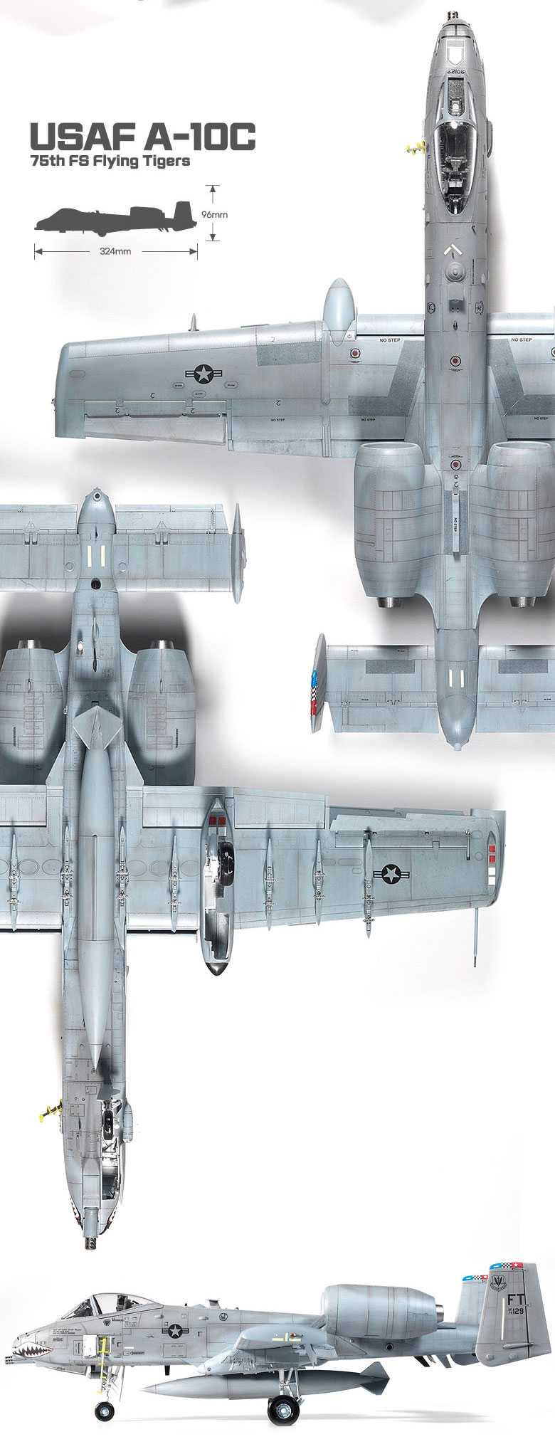 Academy Model Kit letadlo 12348 - USAF A-10C "75th FS Flying Tigers" (1:48)
